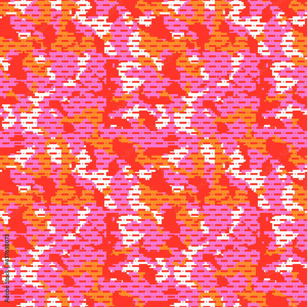 Fashionable digital camo with dotted line firmware, colorful seamless ...