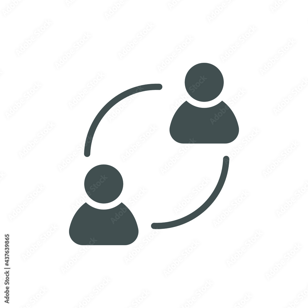 User exchange glyph icon, two people or replacement person, in connect ...