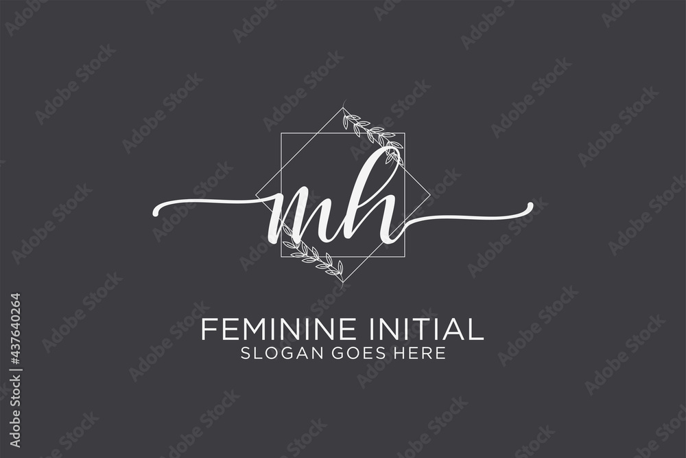 Initial MH beauty monogram and elegant logo design handwriting logo of ...