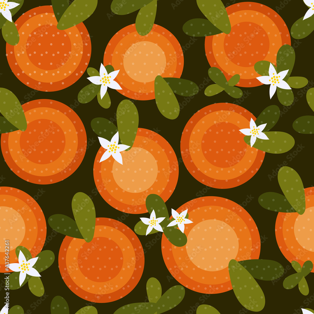 Vector seamless pattern, texture,background, wallpaper with oranges ...