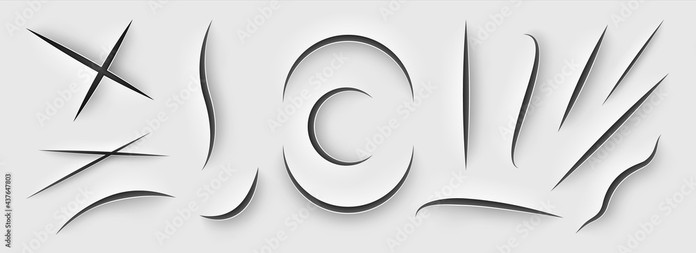 Realistic knife cut. Scratches and slices lines on paper. Incision ...