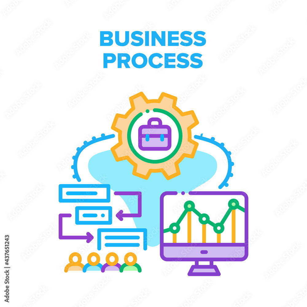 Business Process Strategy Vector Icon Concept. Business Process Plan ...