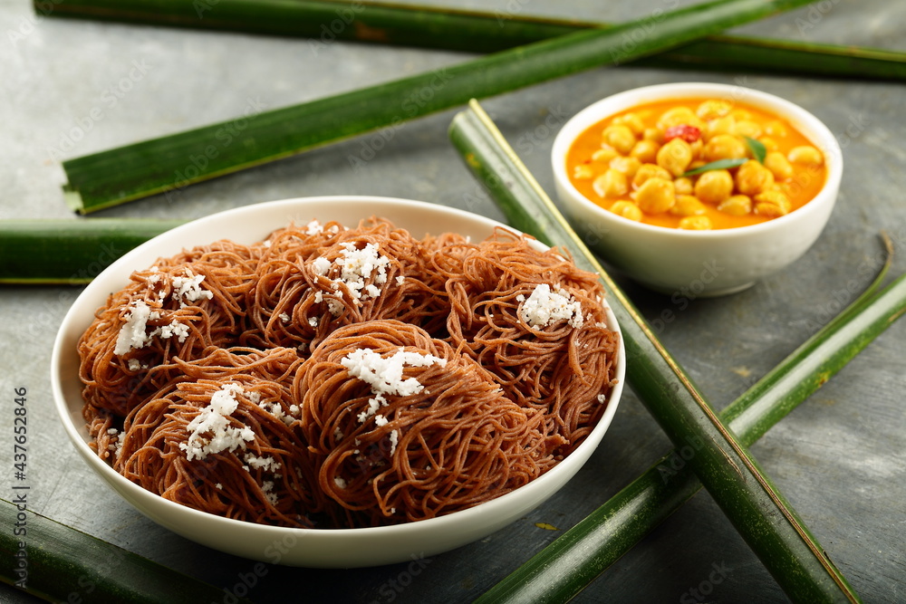 Healthy red rice idiyappam - steamed string hoppers served with ...