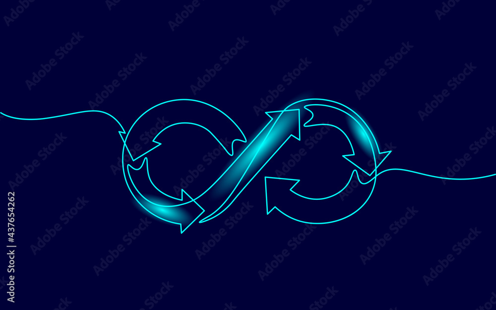 Single continuous line art devops agile concept. Infinity symbol team ...