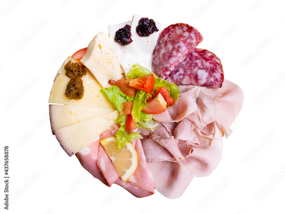 rustic platter of cured meat and cheese slices, Italian food culture ...