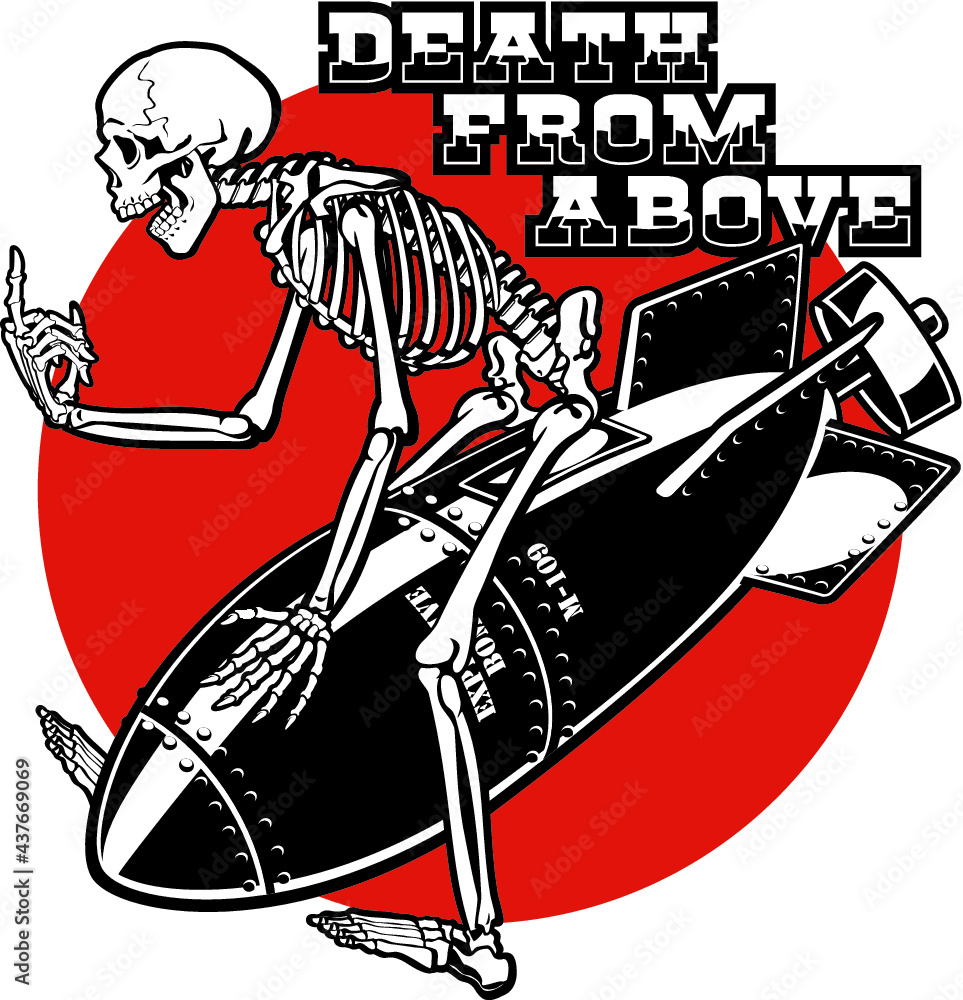vector illustration of skeleton riding on air bomb Stock Vector | Adobe ...