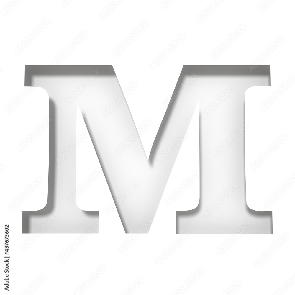 M letter white sign stencil cut out design alphabet capital letter 3d ...