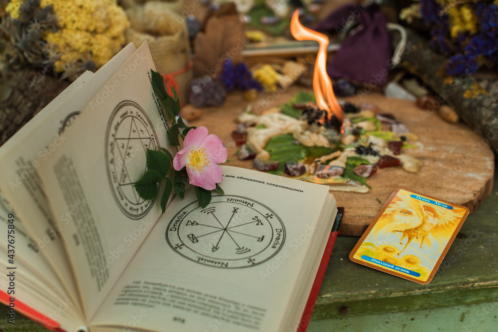 Old spells and magic sign, pentagram, esoteric concept, Pagan mystic ...