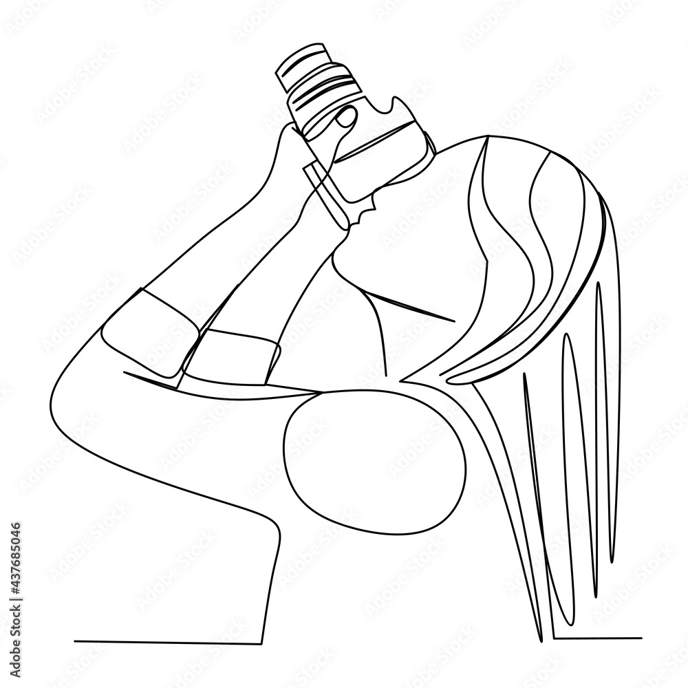 Continuous line drawing female photographer taking pictures with camera ...