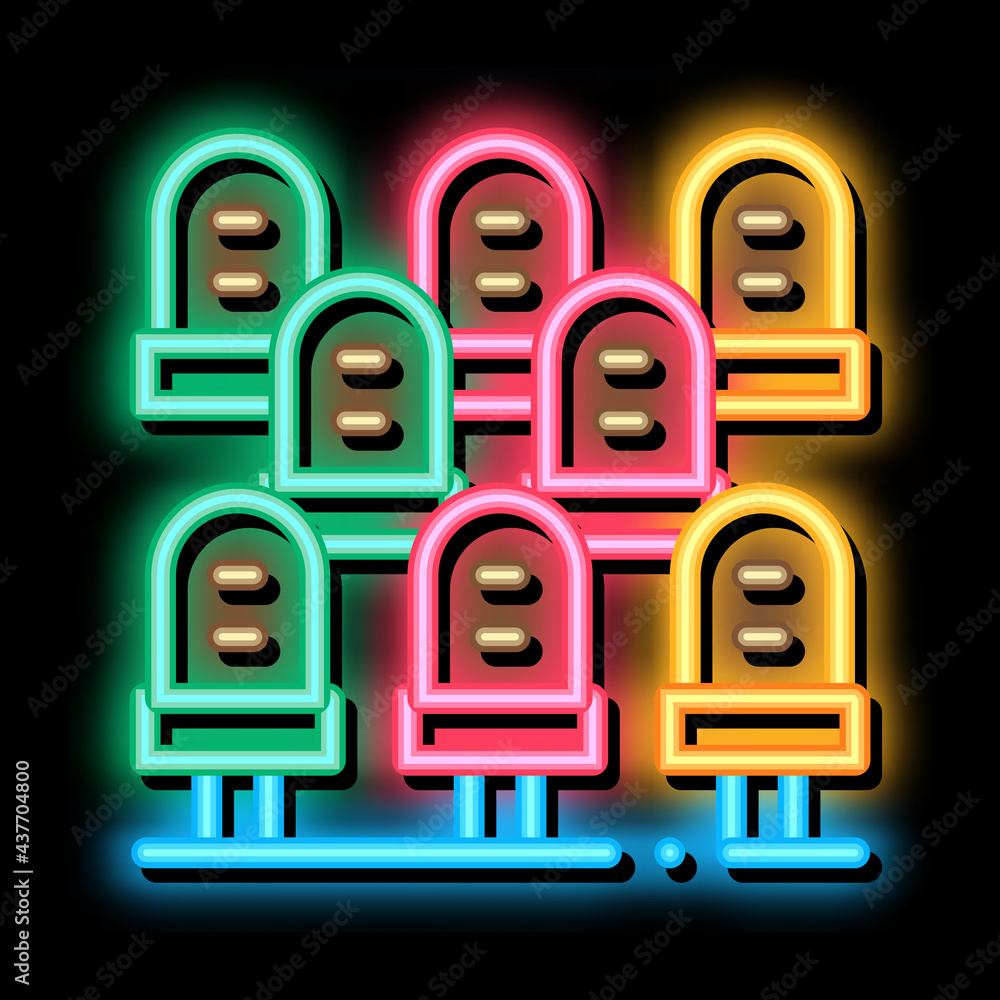Spectator Seating neon light sign vector. Glowing bright icon Spectator ...