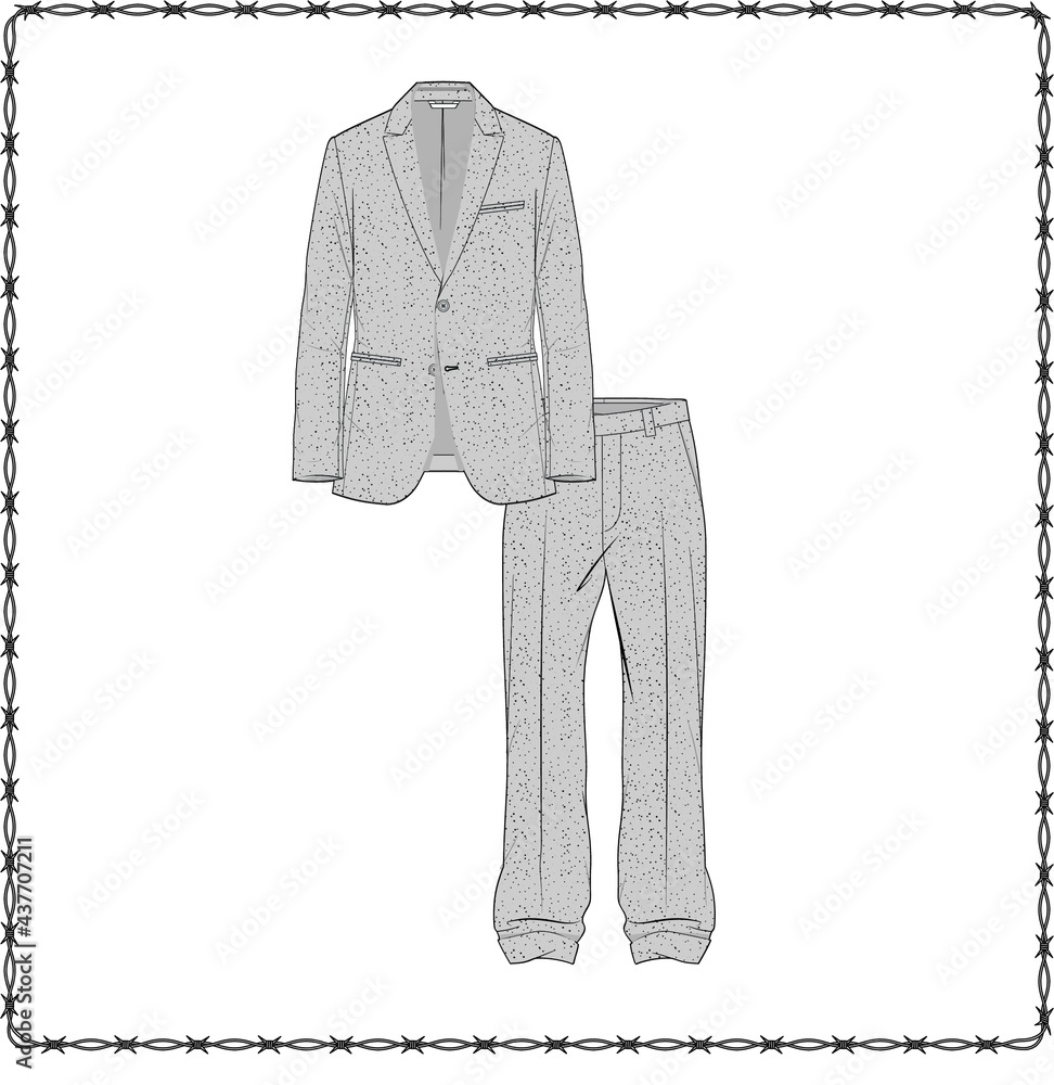 Editable fashion suits flat sketch for creating new designs mockup ...