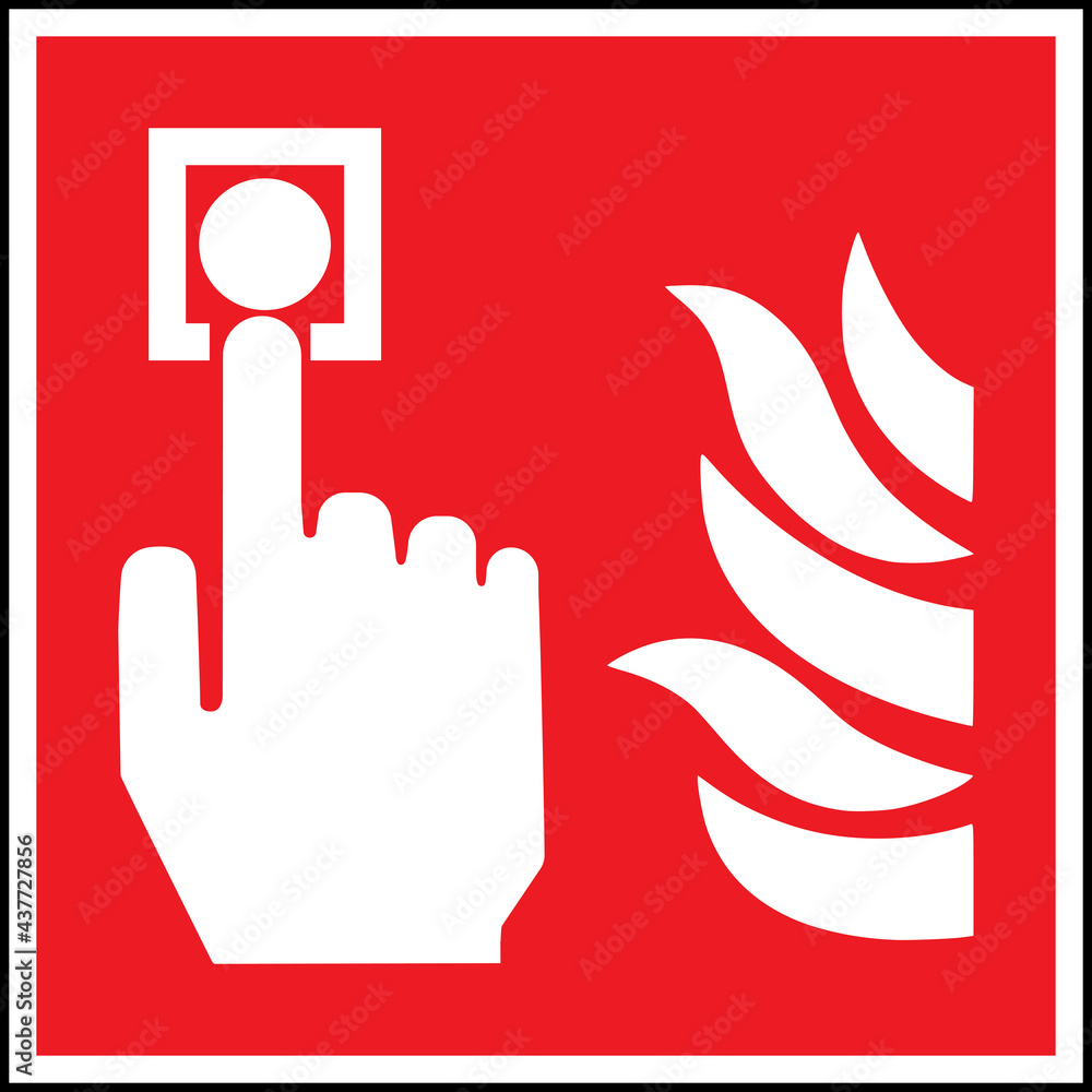 Fire alarm call point sign. Safety signs and symbols. Stock Vector ...