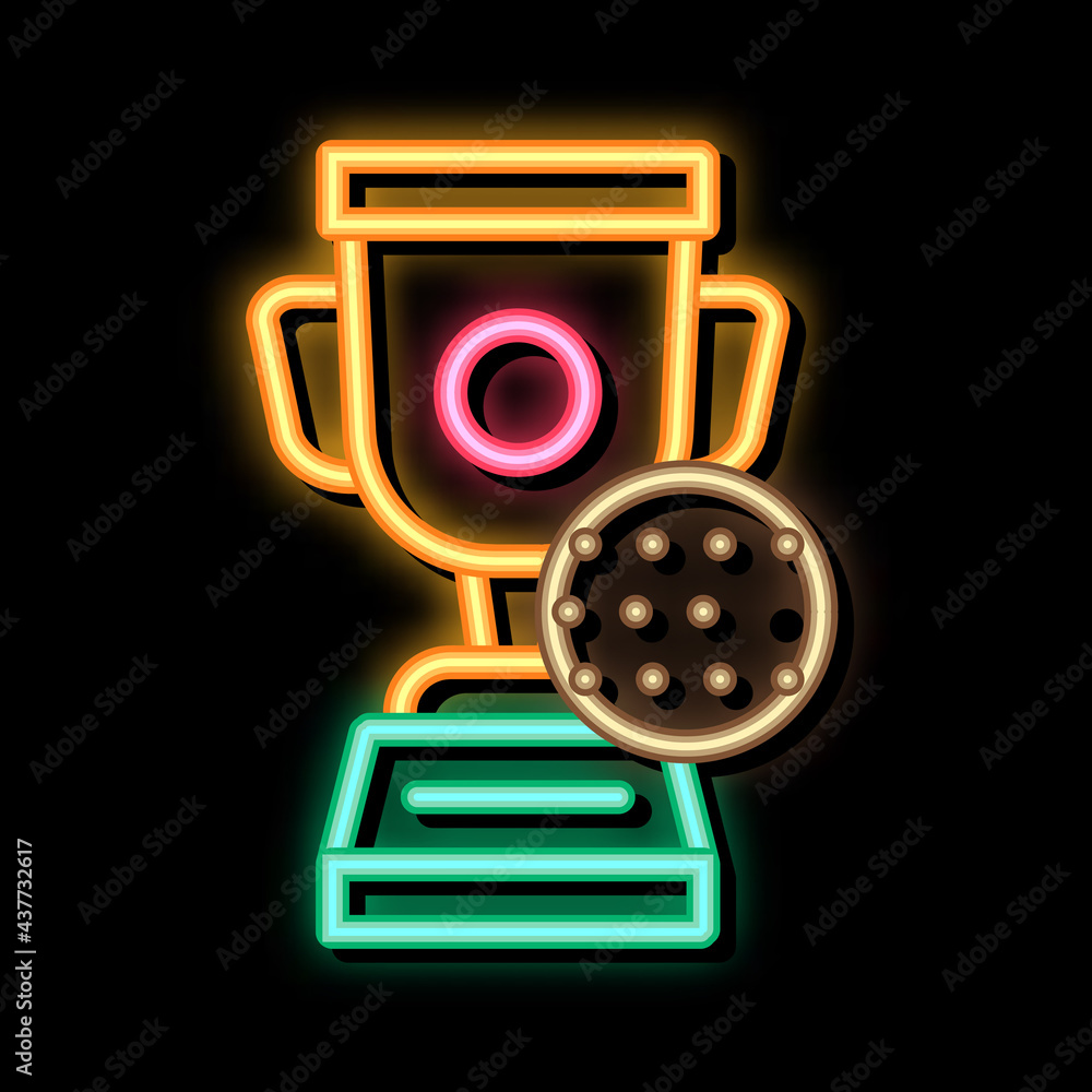 Golf Champion Cup neon light sign vector. Glowing bright icon Golf ...