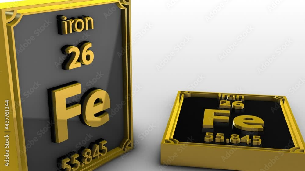 Periodic Table Of Elements - iron - Fe - 3d animation model on a white ...