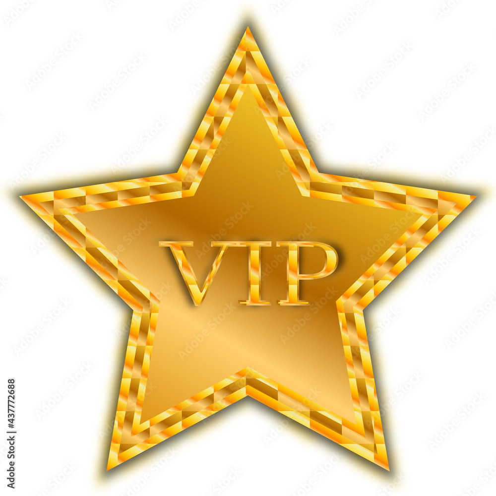 VIP - gold star edged on a white background. A sign of exclusivity and ...