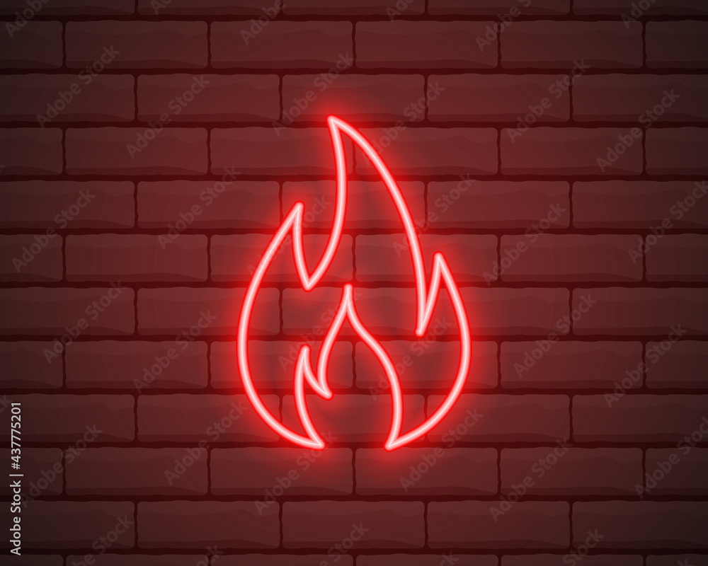 Neon fire icon. Elements in neon style icons. Simple neon flame icon ...