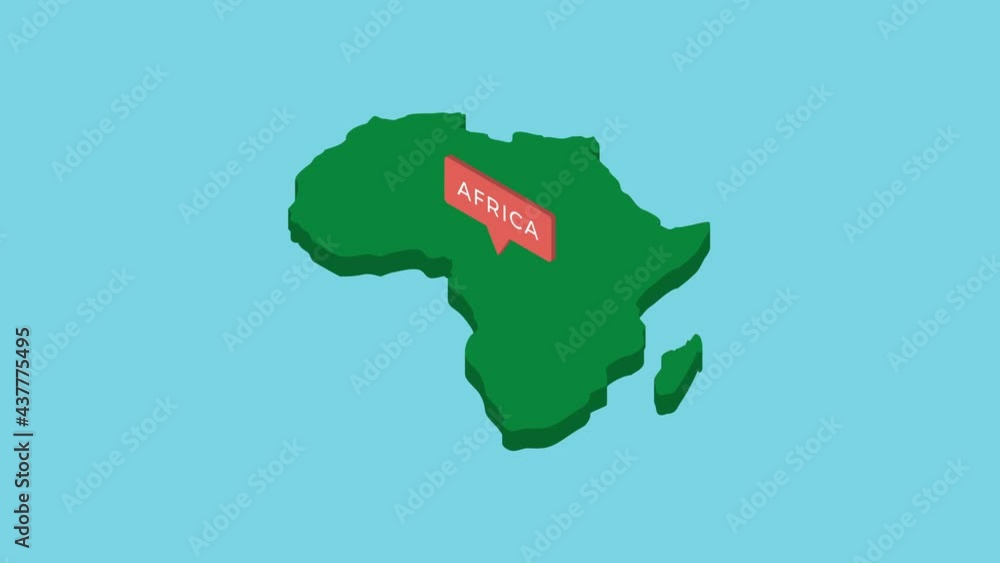 Africa continent green isometric map with orange pointer in pattern on ...