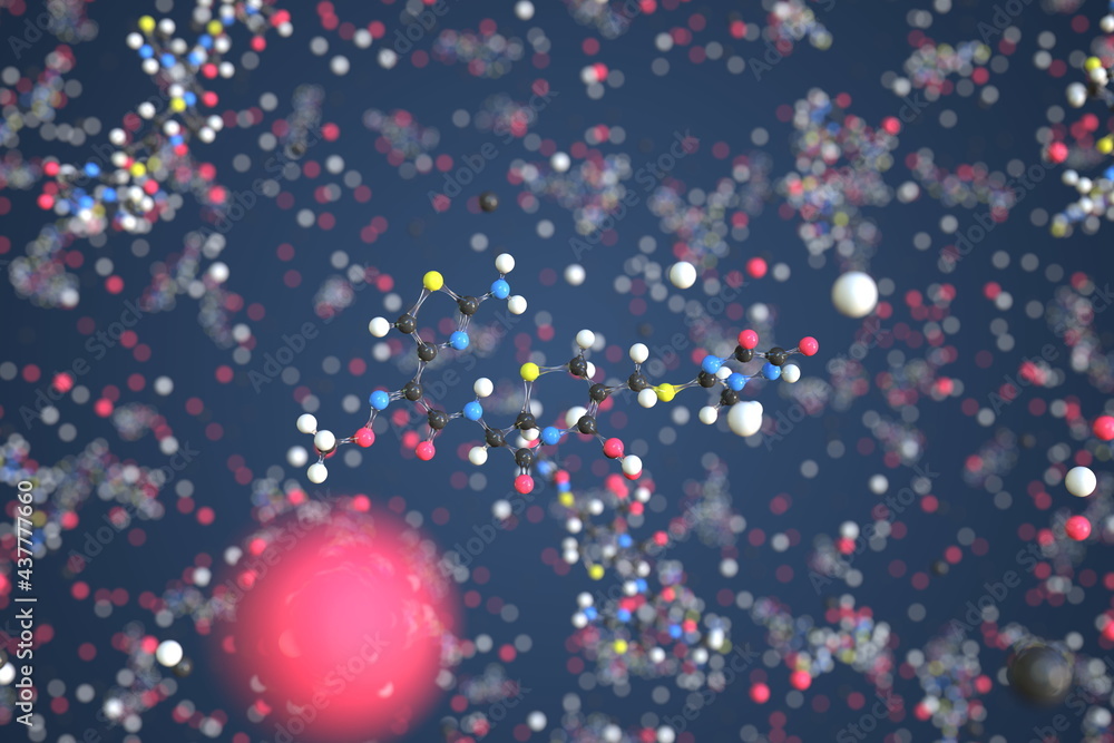 Molecule of Ceftriaxone. Molecular model, conceptual 3d rendering Stock ...