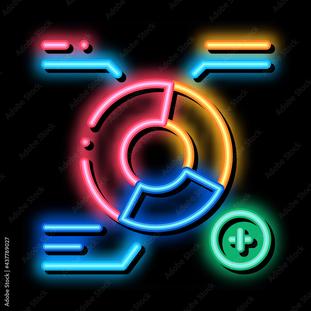 Growth Round Infographic neon light sign vector. Glowing bright icon ...