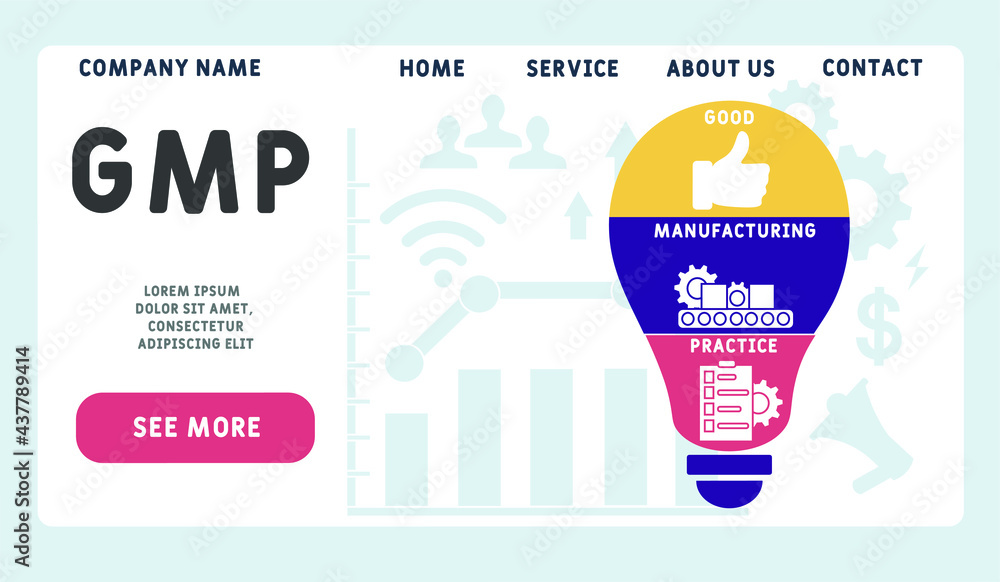 Vector website design template . GMP - Good Manufacturing Practice ...
