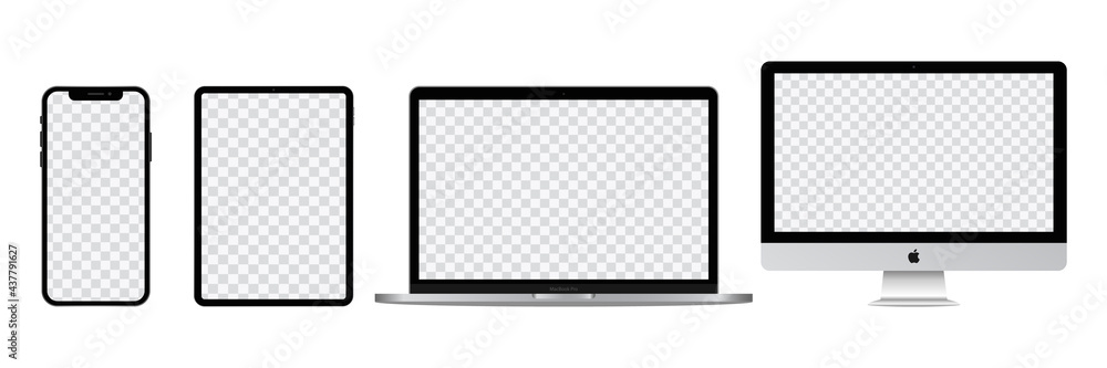Set mockup computer, laptop, tablet, smartphone. Realistic isolated ...