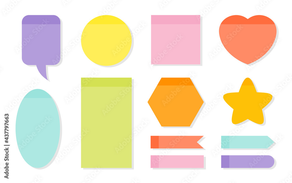 Memory notes planning sticker set. Template empty colored paper for ...