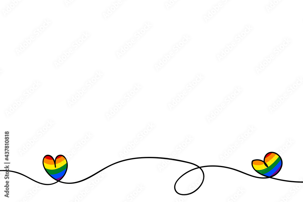 Flag LGBT icon, decorative frame, hand drow border with hearts ...