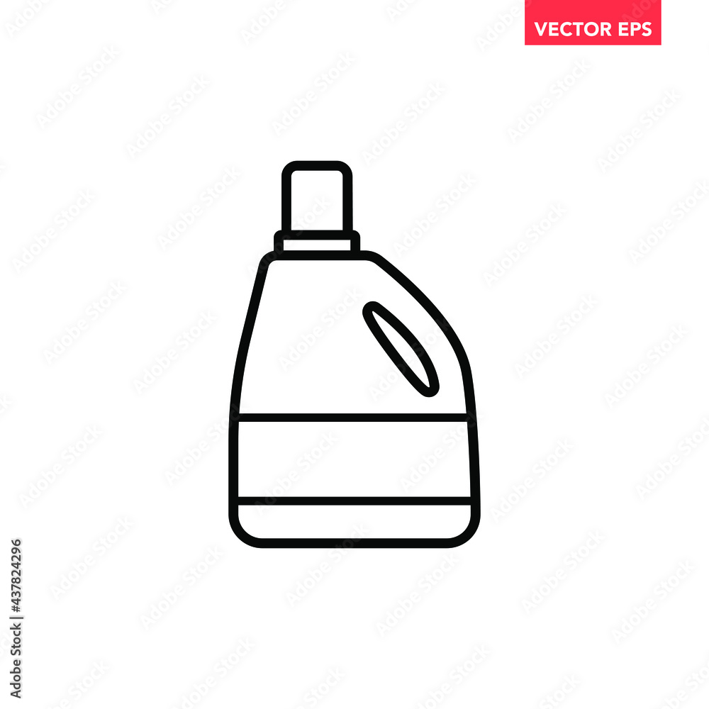 Black single laundry detergent line icon, simple clean up object flat ...