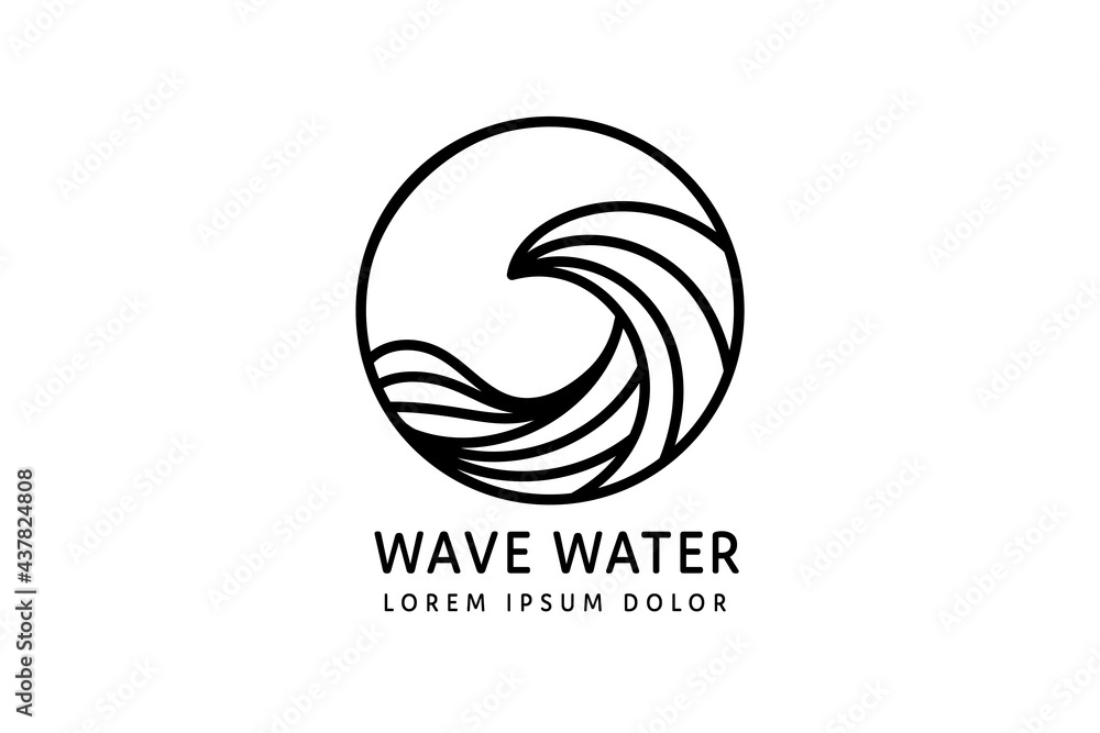 modern monoline style ocean waves logo design isolated Stock Vector ...