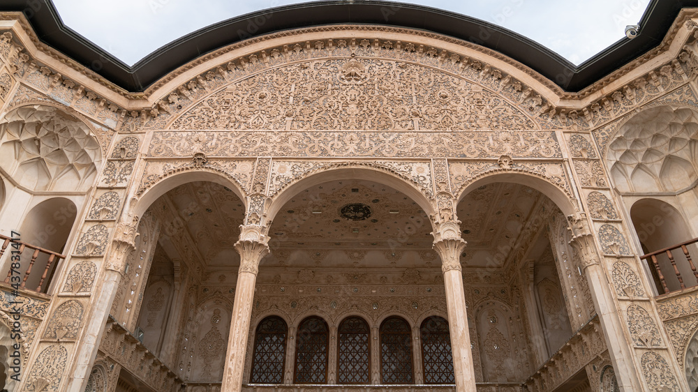 Kashan, Iran - May 2019: Architectural details of Tabatabaei Natanzi ...