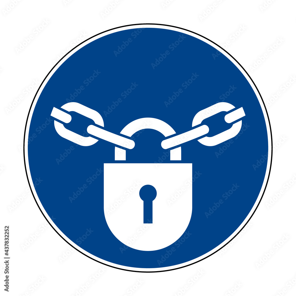 Keep locked sign. Vector illustration of circular blue mandatory sign ...