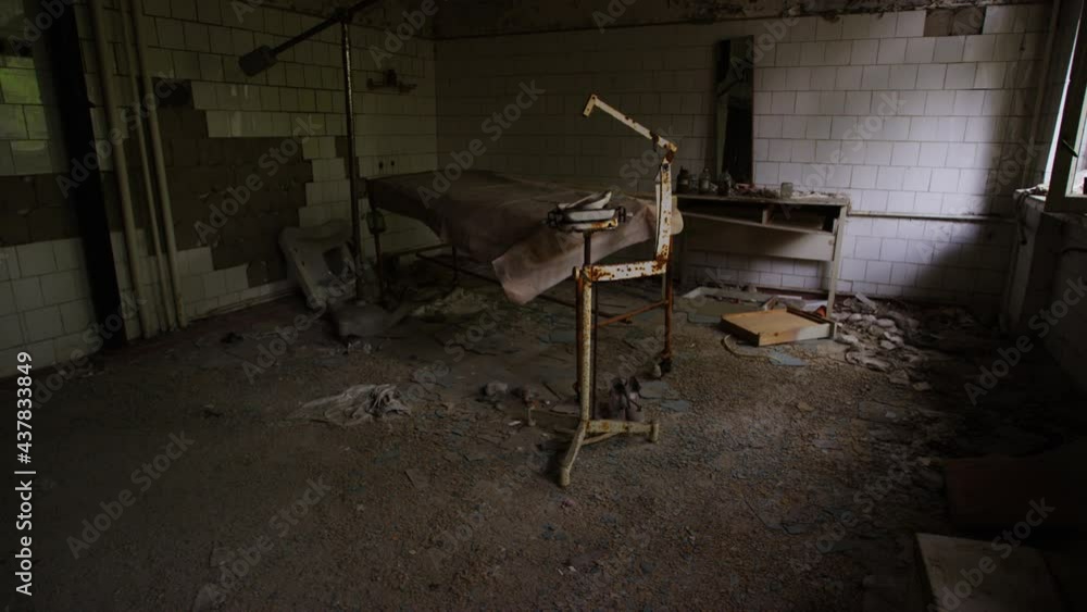 Surgical table in the remains of the long abandoned Prypiat Hospital in ...