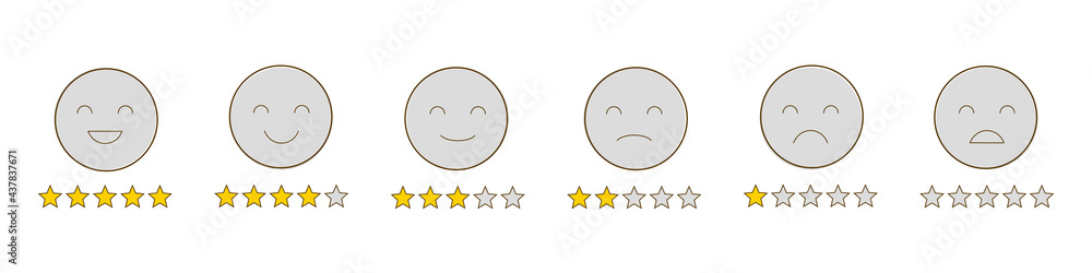 Star rating - collection of rating emotion faces flat style ...