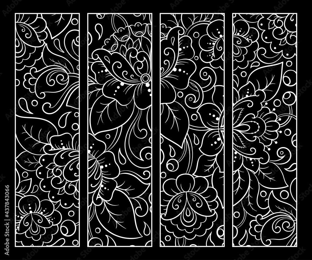 Printable bookmark for book - coloring. Set of black and white labels ...