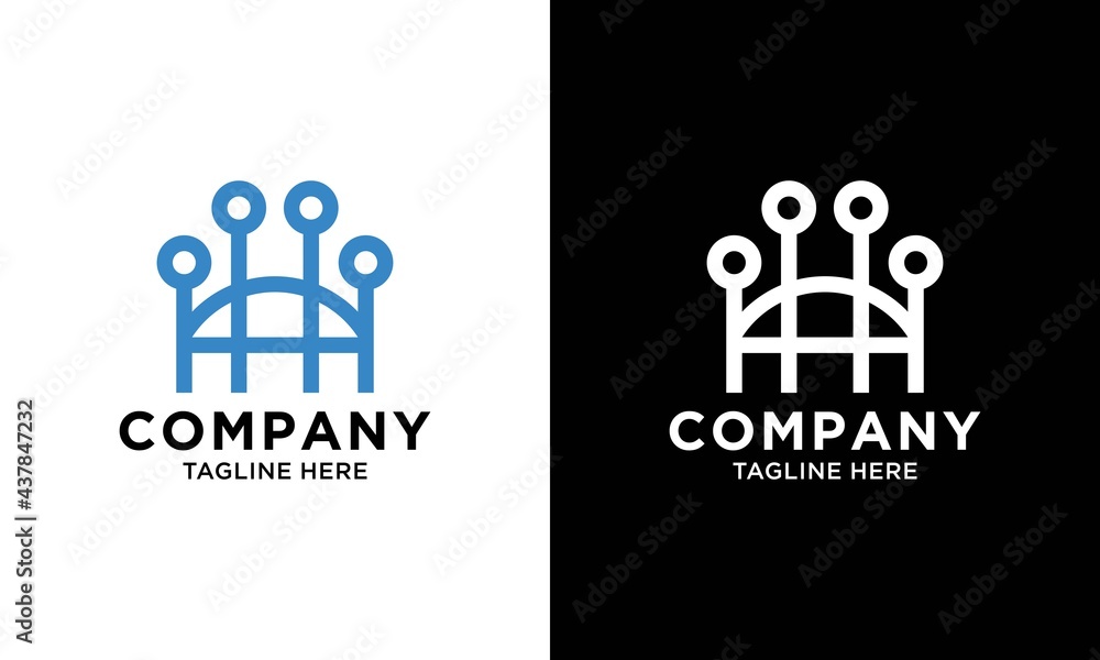 simple line art tech bridge symbol vector logo design. Stock Vector ...