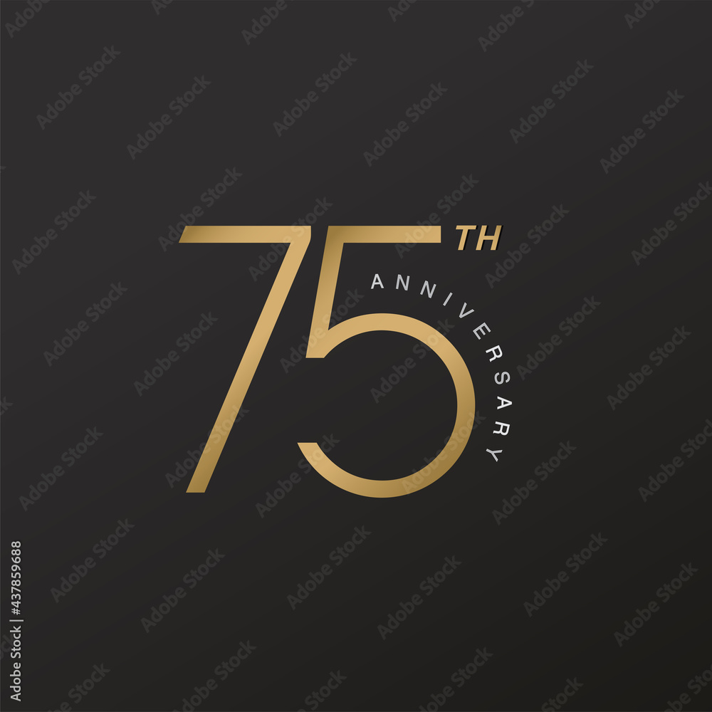 75th anniversary celebration logotype with elegant number shiny gold ...