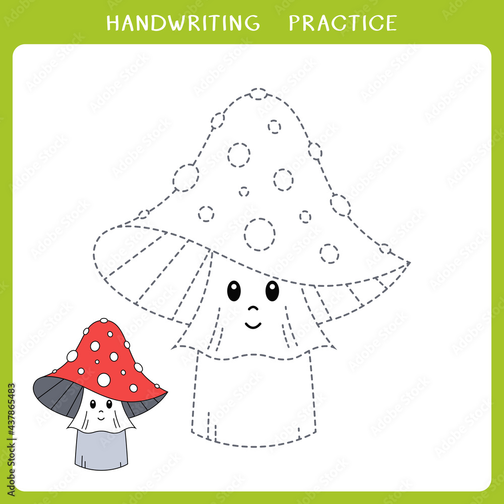 Handwriting practice sheet. Simple educational game for kids. Cute ...