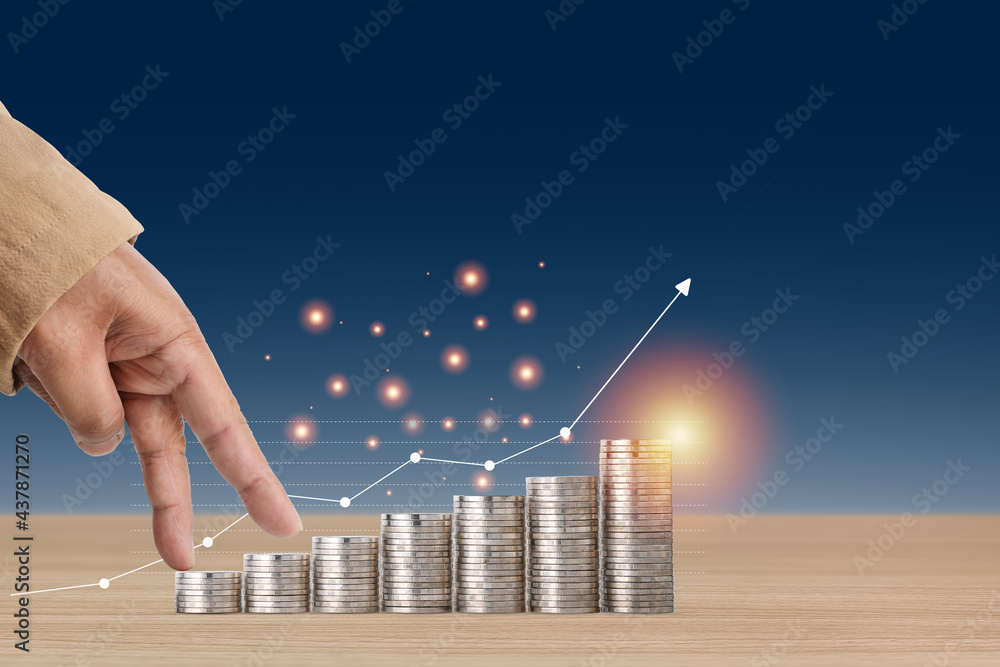 Business investment and saving growth for advertising concept. Man hand ...