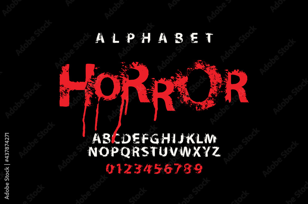 HORROR lettering in scary dripping bloody letters. Scary font for ...
