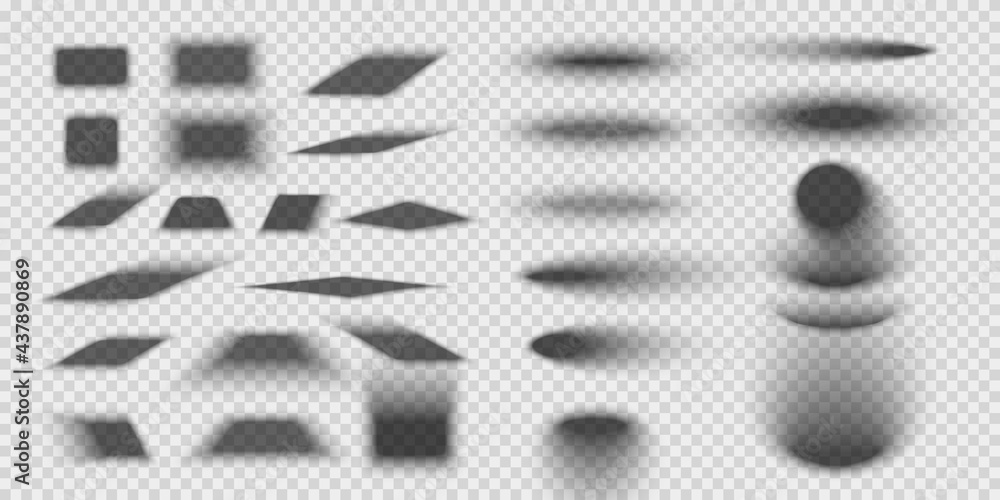 Realistic transparent shadows different shapes with soft and hard edges ...
