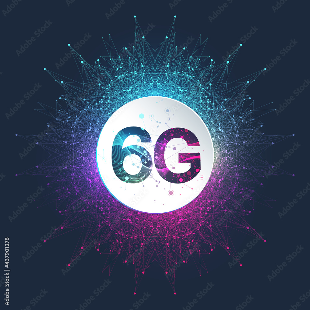 6G network wireless systems and internet vector illustration ...