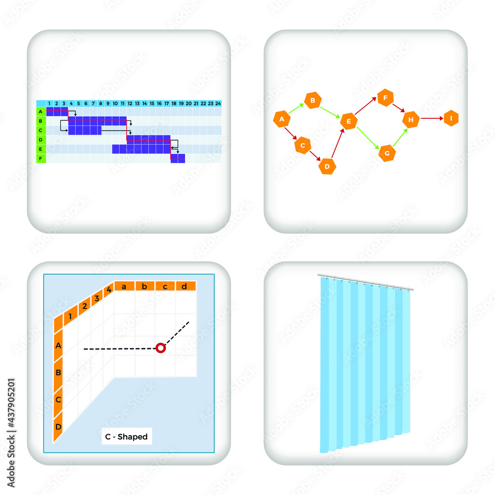 Vector illustration Set for Critical Path Critical Path Method and more ...