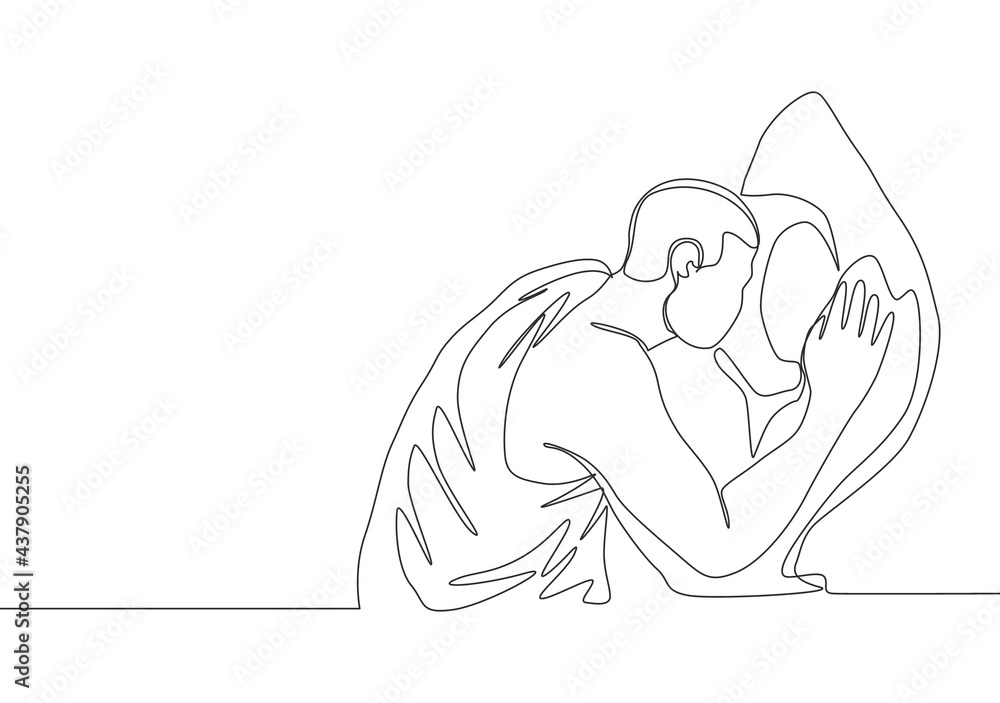 One continuous line drawing of muslim person kissing hajar aswad or ... One continuous line drawing of muslim person kissing hajar aswad or ...