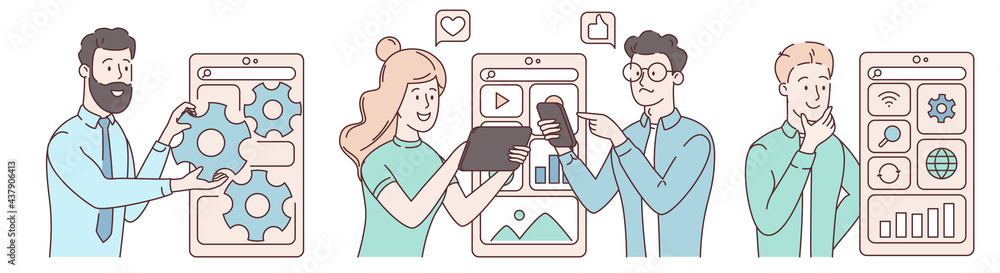 Software architecture abstract metaphor. Mobile app development process ...