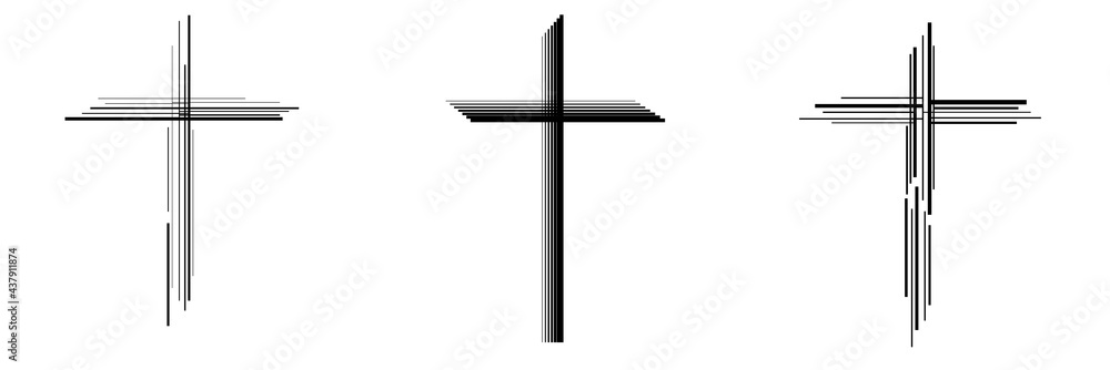 Set of christian cross. Sign of lines. Vector illustration Stock Vector ...