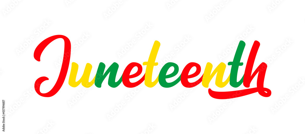 Hand sketched colorful JUNETEENTH word as banner. Lettering or modern ...