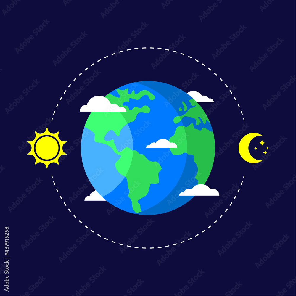 earth rotation concept illustration flat design vector eps10. simple ...