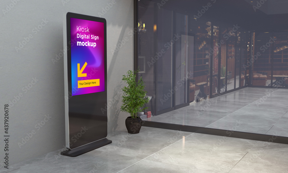 Totem and Kiosk Digital Signage Sign Board Billboard Mockup Roadside ...