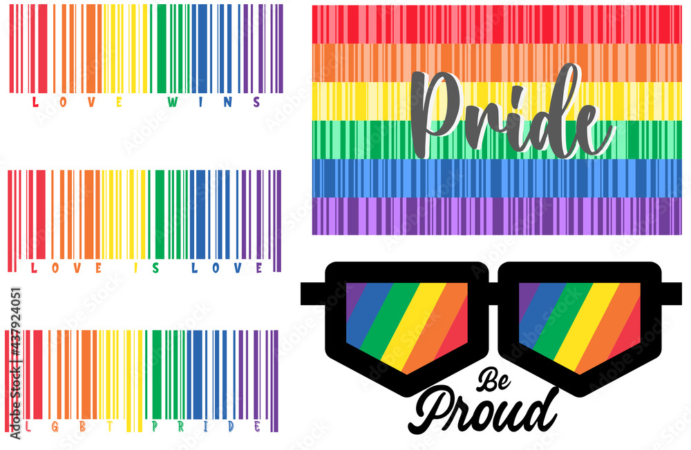 Vetor de lgbt barcode pride flag and lgbq glass do Stock | Adobe Stock