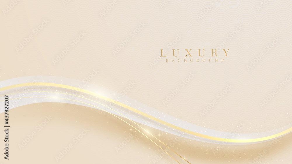 Elegant cream shade background with line golden elements. Realistic ...